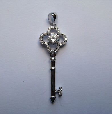 Sterling Silver CZ Fancy Key Pendant 4g | eBay UK