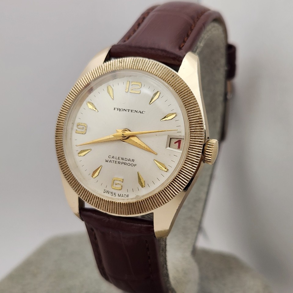Vintage FRONTENAC men's manual winding watch Date Baumgartner 866 swiss ...