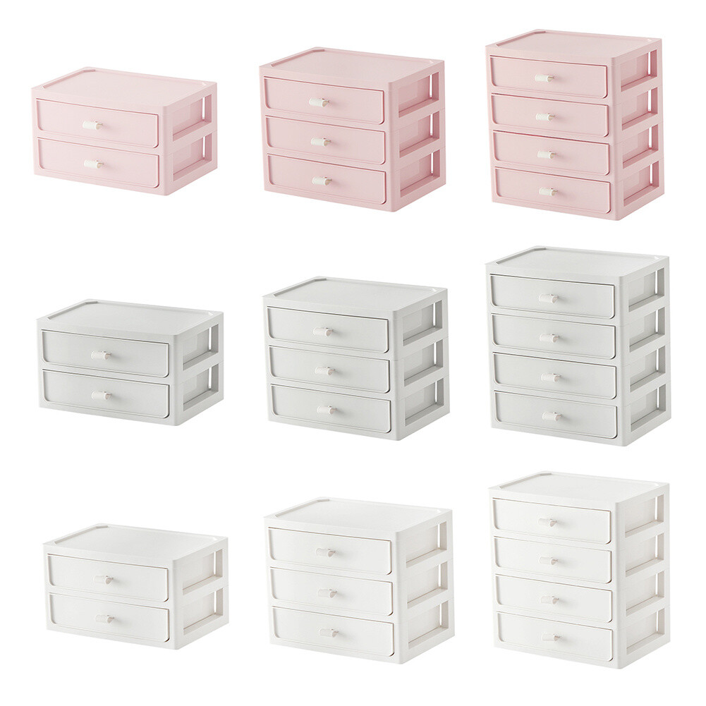 2-4 Tier Large Storage Box Office Home Desk Cosmetic Stationery Case ...