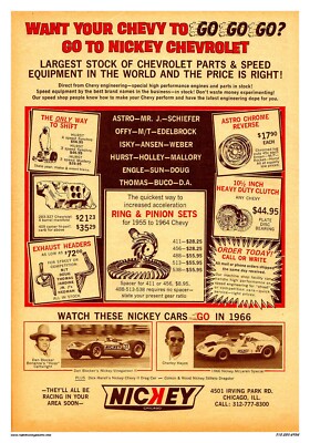 VRHTF VTG STYLE NHRA COOL NICKEY CHEVROLET PERFORMANCE PARTS 14"x 20 ...