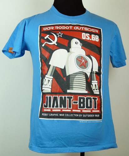 Outsider War Robot OS.68 Jiant-Bot Blue Retro Russian Graphic T-Shirt L ...