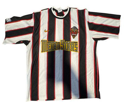 Vintage Nike MetroStars MLS Soccer Jersey | Black Red White Striped ...