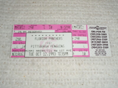 Florida Panthers October 12, 1993 1st Home Game vs. Pittsburgh Full ...