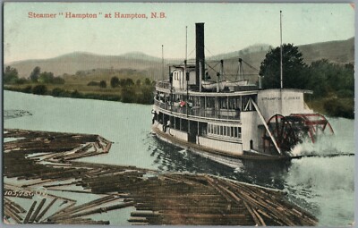 STEAMER FERRY PADDLE BOAT HAMPTON LOGGING LOGS NEW BRUNSWICK NB. CANADA ...