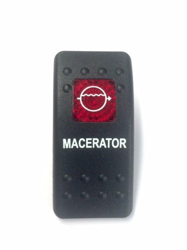 Euro Rocker Switch Cover- Macerator. Black with Red Lens. Contura II ...