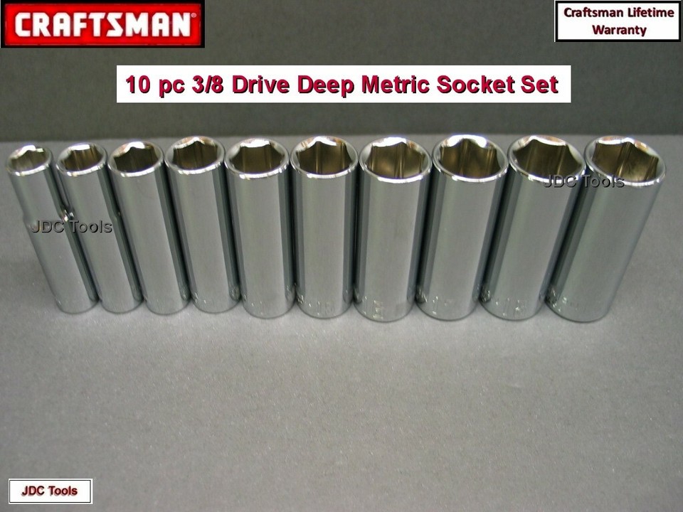 CRAFTSMAN 20 pc 3/8 Drive Deep SAE or Metric Socket Set - You Choose 9 ...