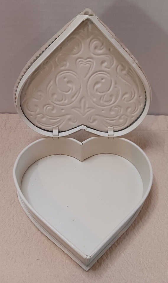 Embossed Metal Heart Box w/Hinged Lid | eBay