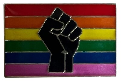 BLM Black Lives Matter Rainbow Fist Rectangle Motorcycle Hat Cap Lapel ...