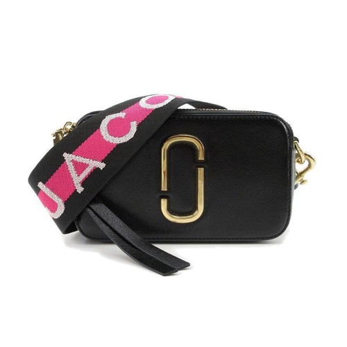 MARC JACOBS Logo Strap Snapshot Crossbody Camera Bag Black Leather ...