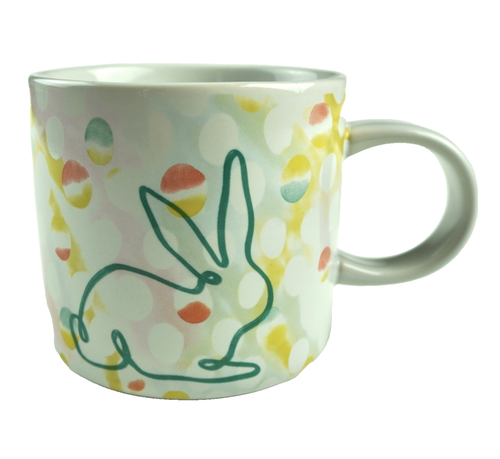 STARBUCKS Easter Bunny Rabbit Pastel Polka Dot Coffee Tea Cup Mug 12 oz ...