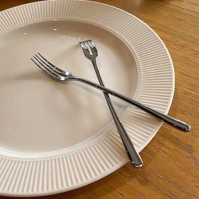 Stainless Steel Dinner Fork Long Handle Table Forks Set Korean Cutlery ...
