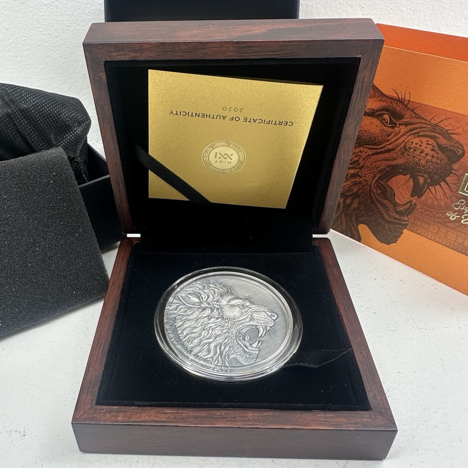 2020 Cameroon 2000 Francs CFA Panthera Leo 2 oz .999 Fine Silver Coinw ...