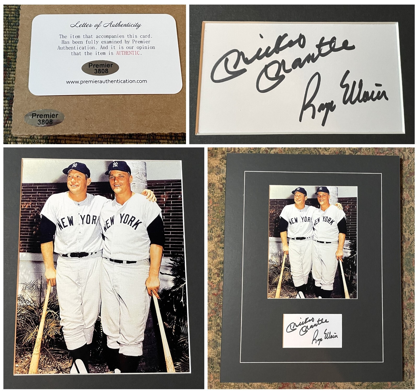 Large 18"x14" Display Featuring Mickey Mantle & Roger Maris Signatures ...