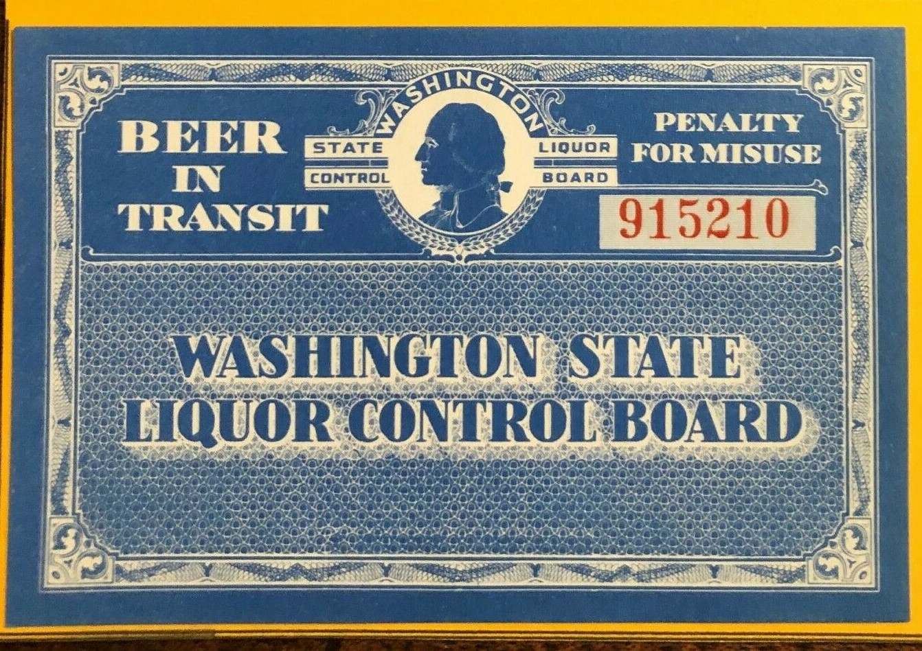 US Stamps XF Washington State Liquor Control Board - Beer In Transit ...