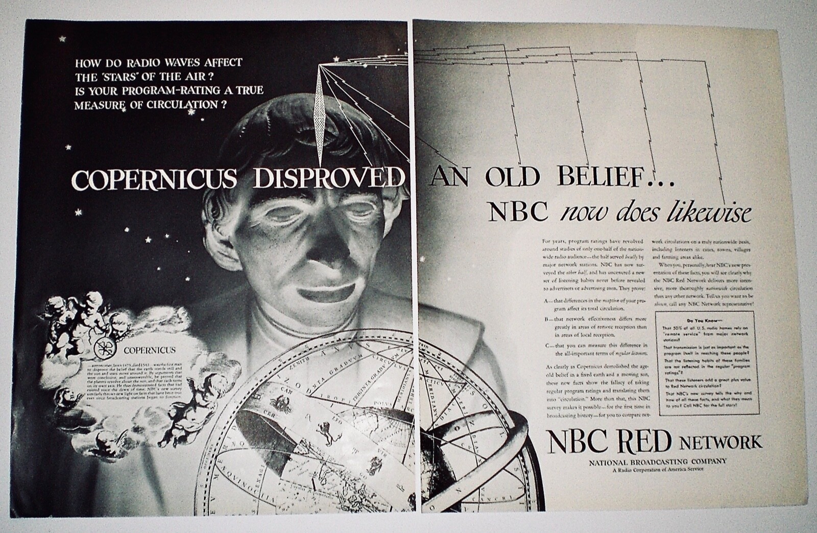 1939 NBC RED NETWORK ~ Copernicus Disproved An Old Belief ~ VINTAGE ...