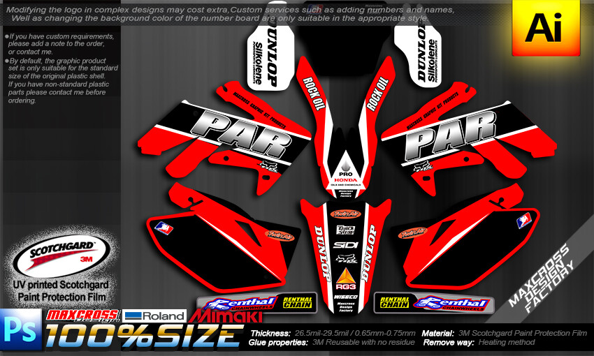Maxcross Design Graphic kit Full Decal FOR HONDA 2004-2019 CRF250X ...