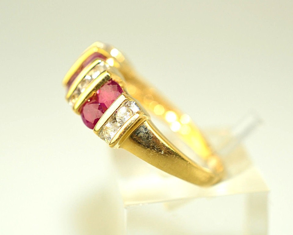 14K YELLOW GOLD CHANNEL SET RUBY & DIAMOND .60 CT TW WEDDING BAND RING ...