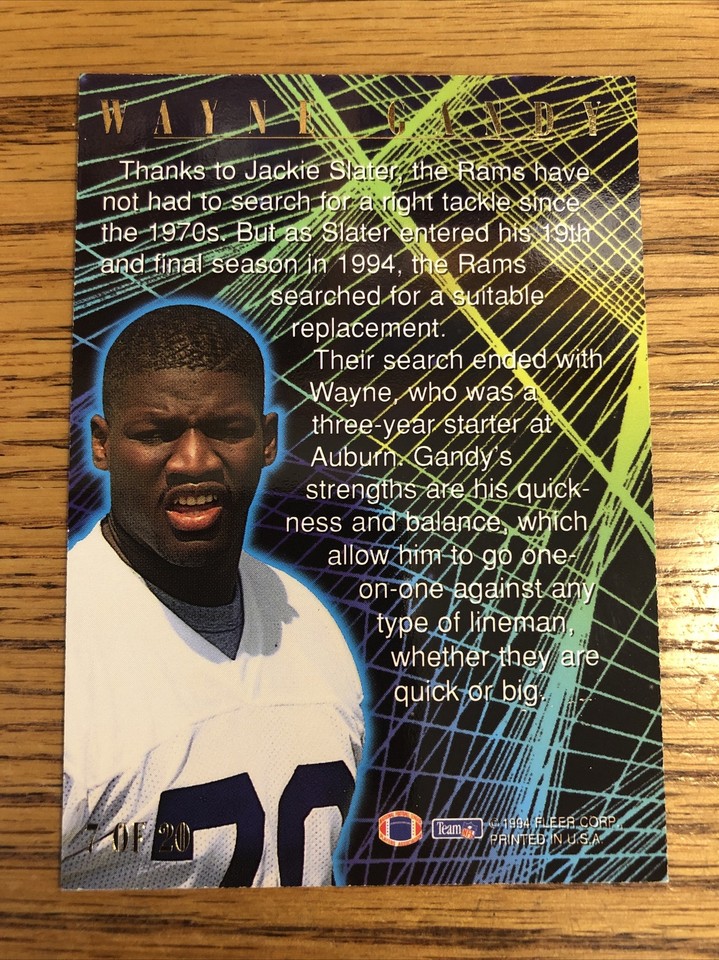 Wayne Gandy RC 1994 Fleer Ultra First Rounder Rams #7 *1252* | eBay