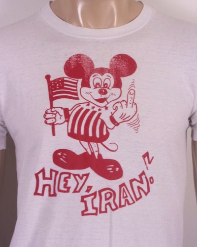 vintage 70s 80s single stitch Mickey Mouse Hey Iran T-Shirt FU Middle ...