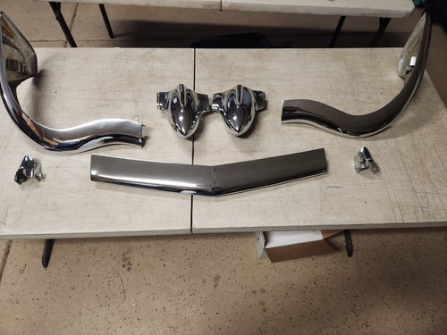 1956 Chevy Front Accessory Bumper Guard Set Original Over Rider ...
