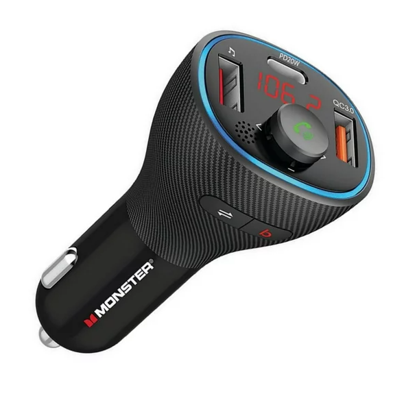 Monster LED Type-C USB-a FM Transmitter, Features Dual Charging, 4.75 x ...