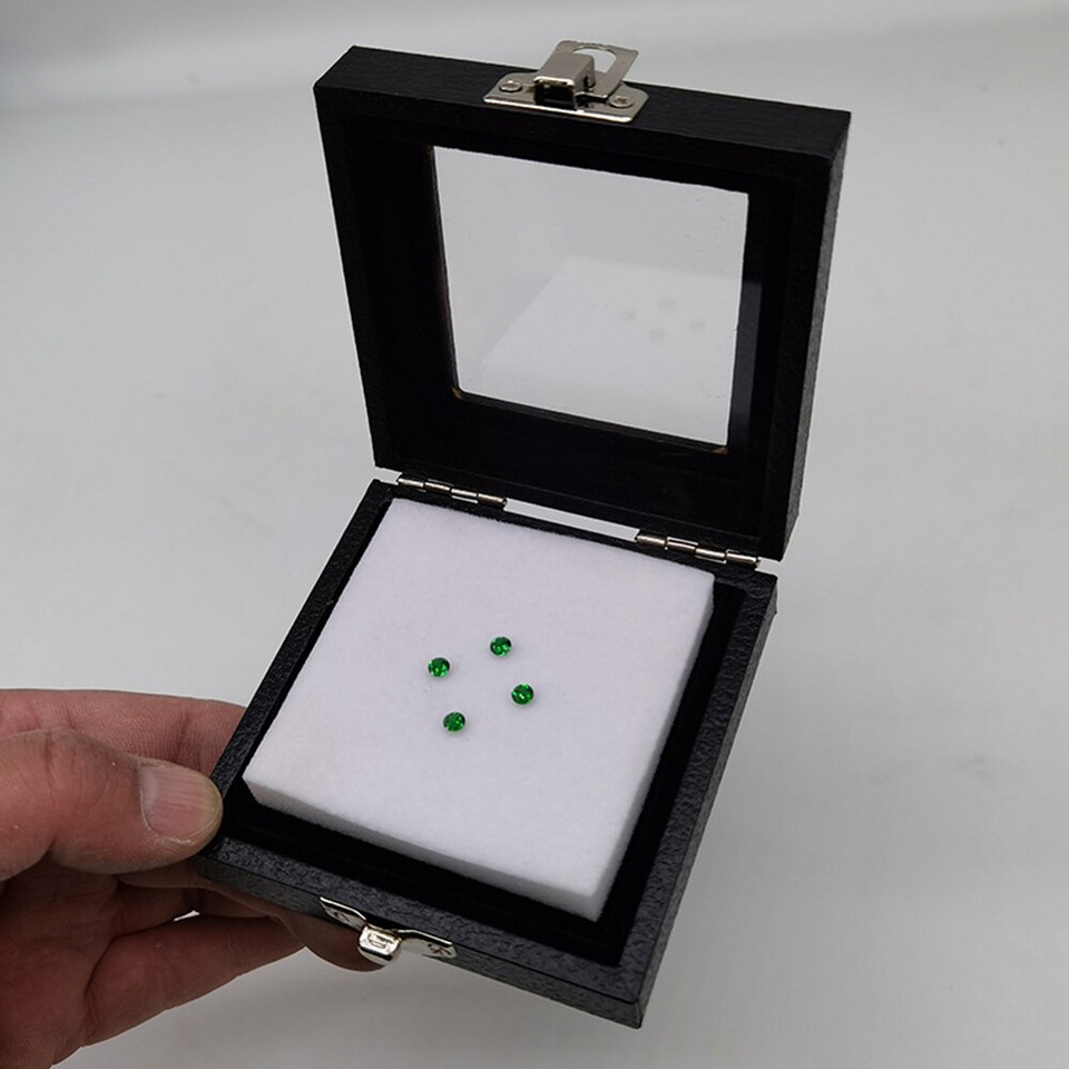 Loose Diamond Leather Storage Gem Glass Lid Gemstone Gems Display ...