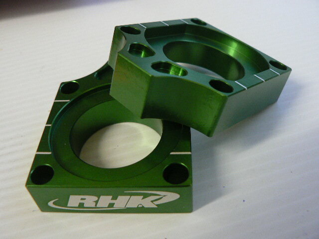 Green RHK Axle Blocks Chain Tension Adjusters Fit Kawasaki KX125 2006 ...