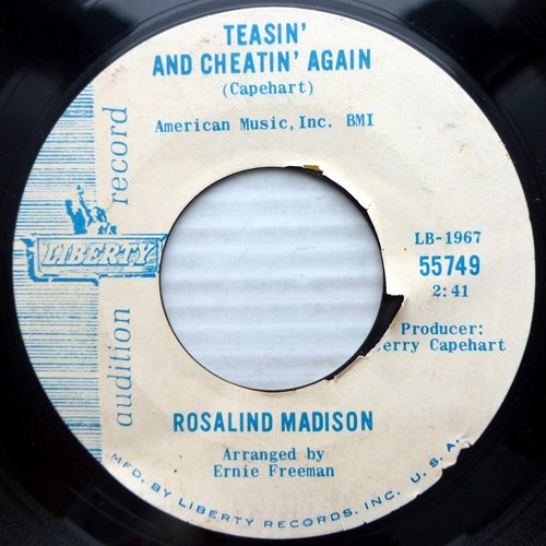 Rosalind Madison Soul Promo Nearmint 45 Teasin & Trahison Again / Once ...