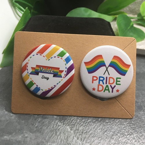 2 PC Pride Rainbow Badges Pins 1.5" Round Pinback Button New Free Ship ...
