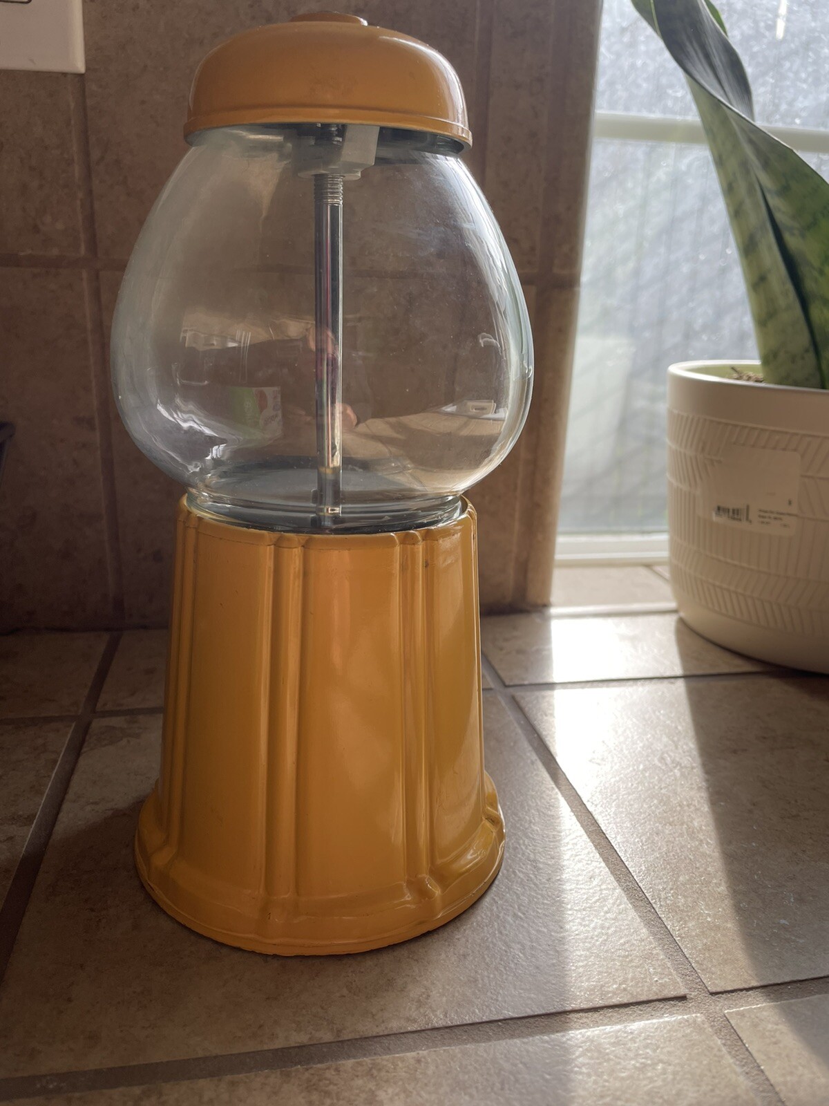 Vintage Yellow Gumball Machine 9” with Glass Globe Made In TAIWAN | eBay
