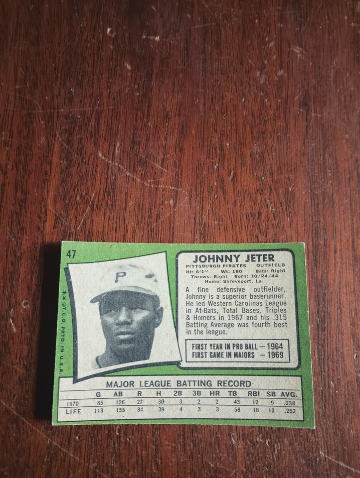1971 Topps #47 Johnny Jeter (VG) | eBay