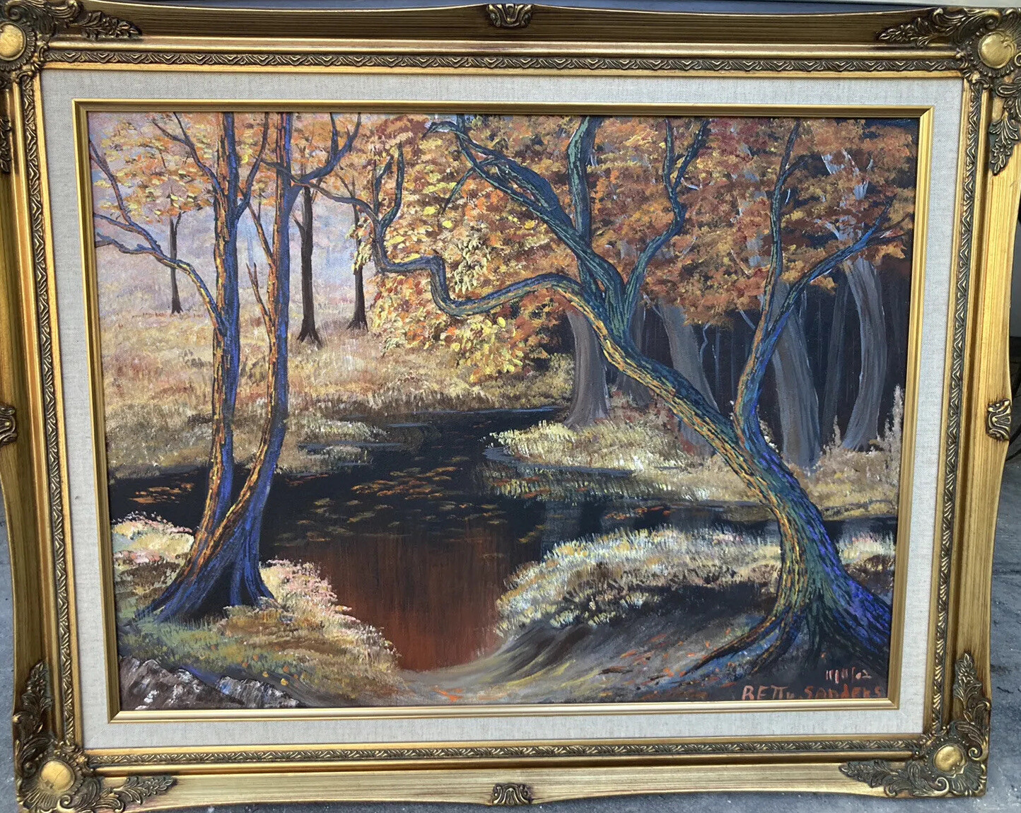 Betty Sanders Acrylic Painting Misty Morning Original Signed Art Autumn ...
