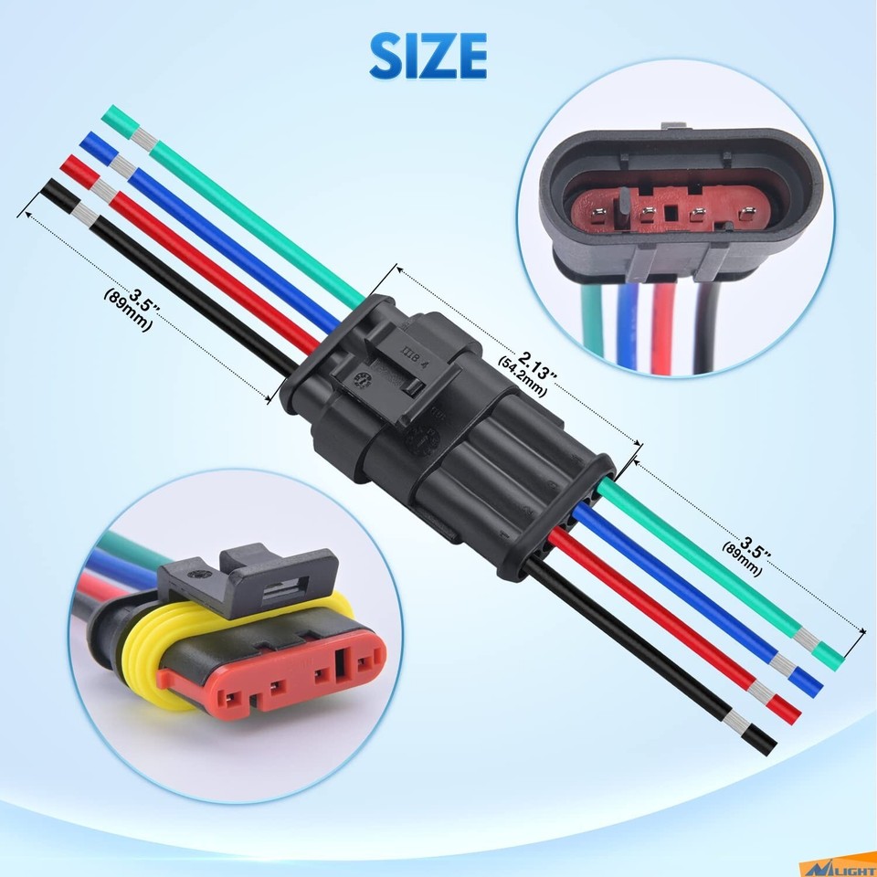 Nilight 4Pin Way Electrical Wire Connector 10 Pack 16AWG Male Female ...