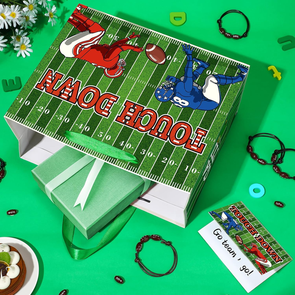 Football Party Gift Bag, Large Football Gift Wrap Bag with Tissue Paper ...