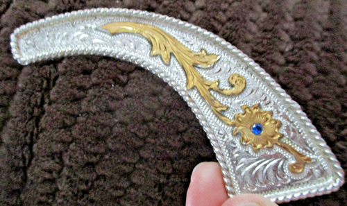 CIRCLE Y Vintage BLUE STONE Silver-n-Gold Show Bridle Ear Piece Trim ...