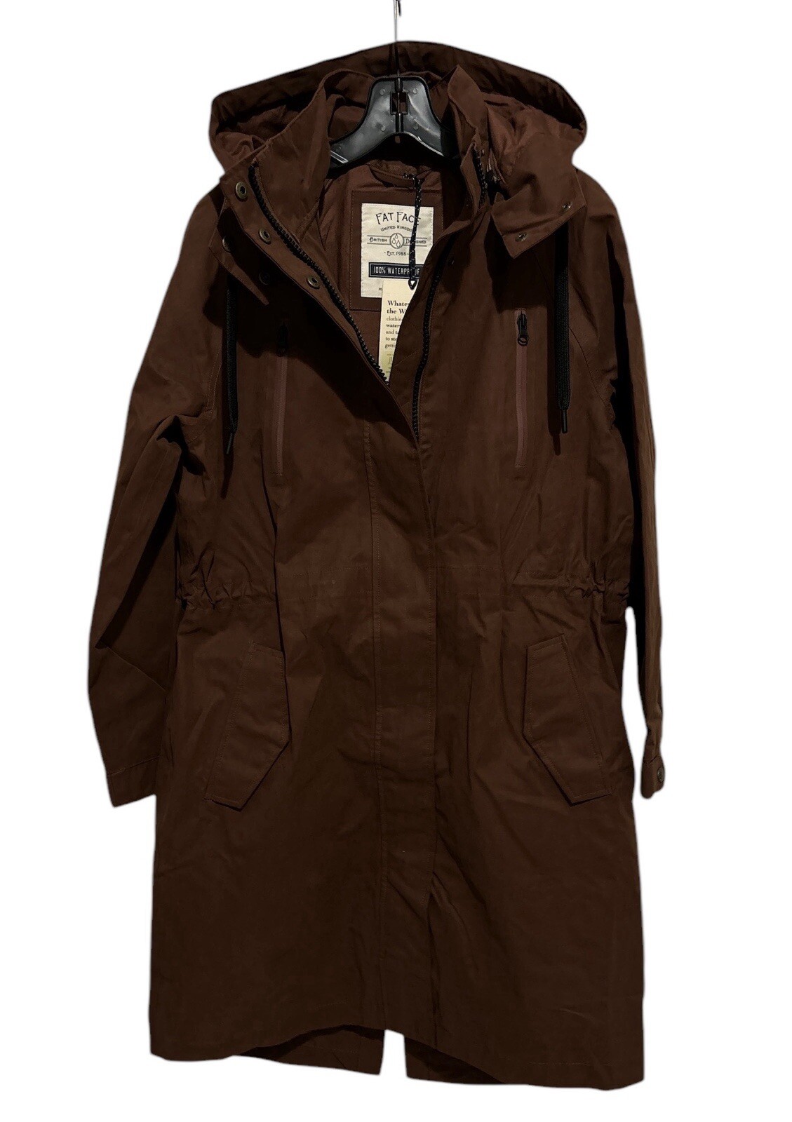 Fat Face Parka Rain Coat Womens UK 12 /US 8 Wax Leather Look Fishtail ...