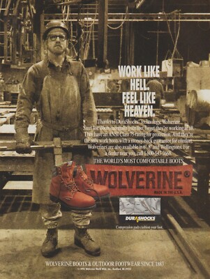 1994 Wolverine Boots - Iron Steel Worker Welder - "Work Like Hell ...