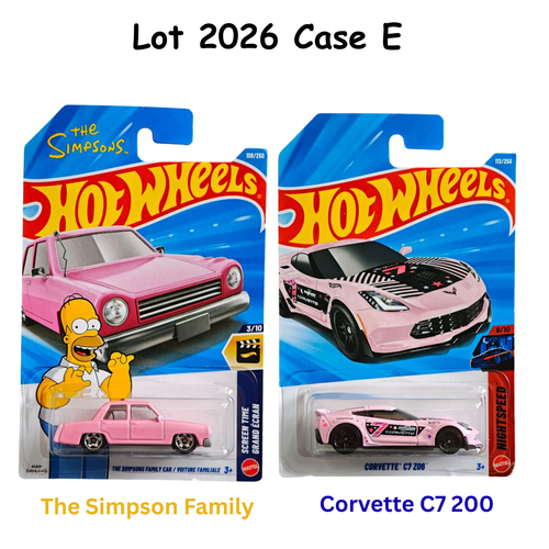 Lot Hot Wheels 2026 Case E THE SIMPSONS FAMILY CAR & CORVETTE C7 200 | eBay