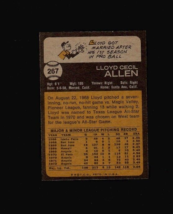 1973 Topps #267 LLOYD ALLEN Angels NRMT | eBay