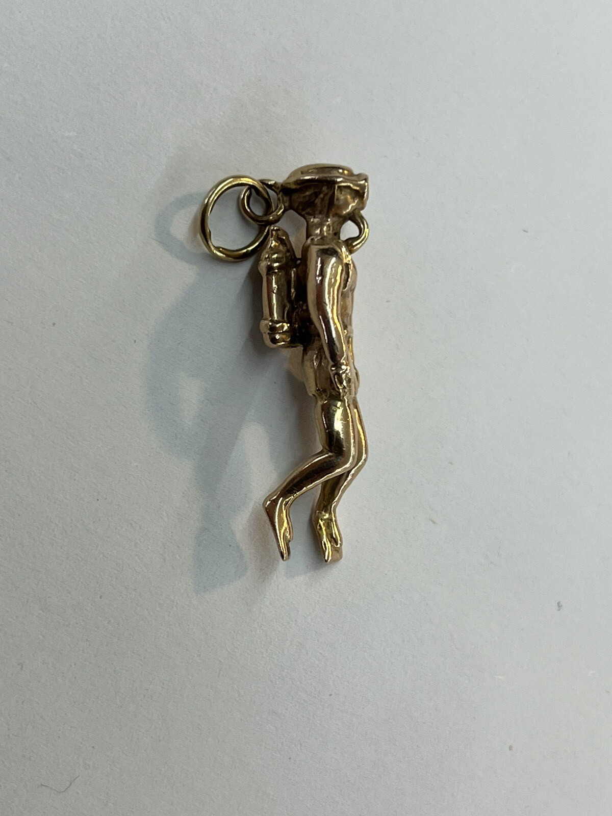 14k Scuba Diver Deep Sea Diver Diamond Pendant - Gem