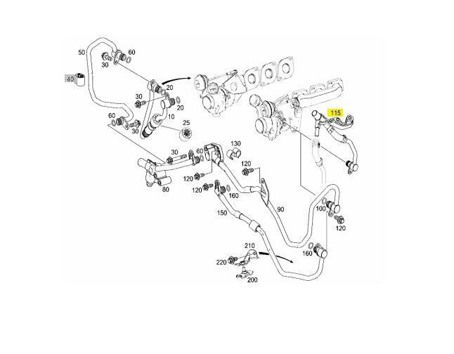 Driver Left Turbocharger Coolant Line for Mercedes X166 W166 GL450 ...