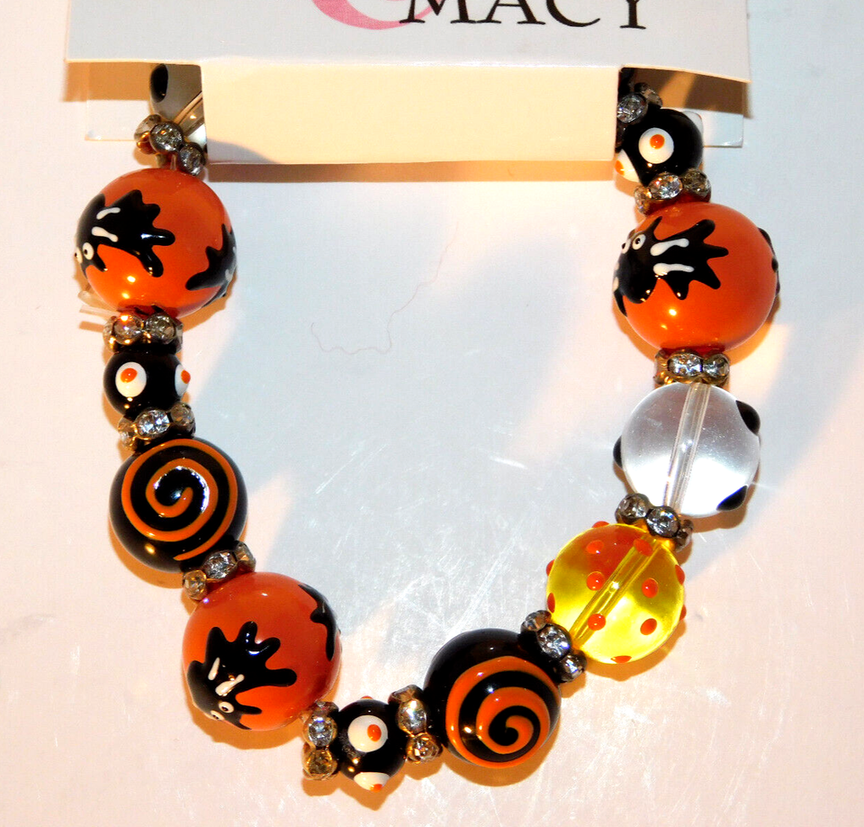 Kate & Macy Halloween Bat "Gone Batty" Glass Bracelet & Earrings Set ...