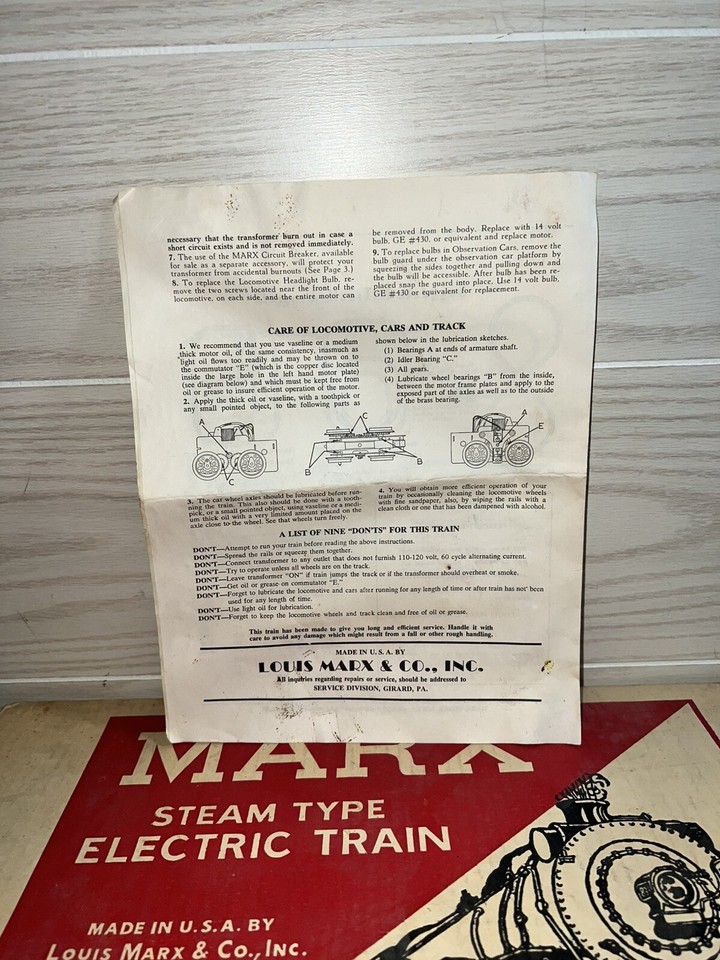 Marx Steam Type Electric Train Sold As Is MCM | eBay