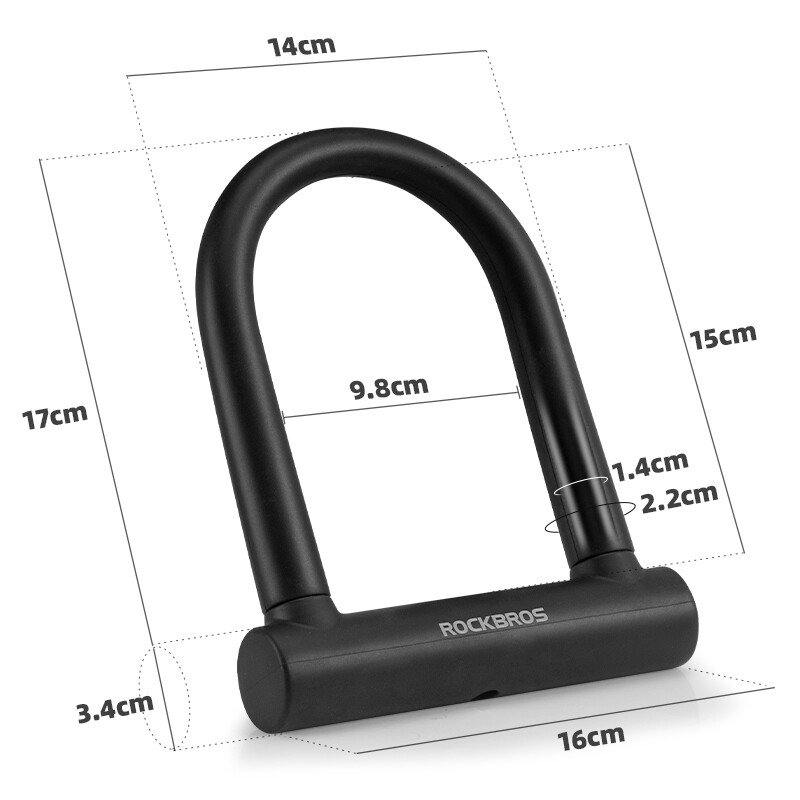 ROCKBROS Bike U Lock Anti-theft Cycling U-Shape Lock Motorcycle Alloy ...