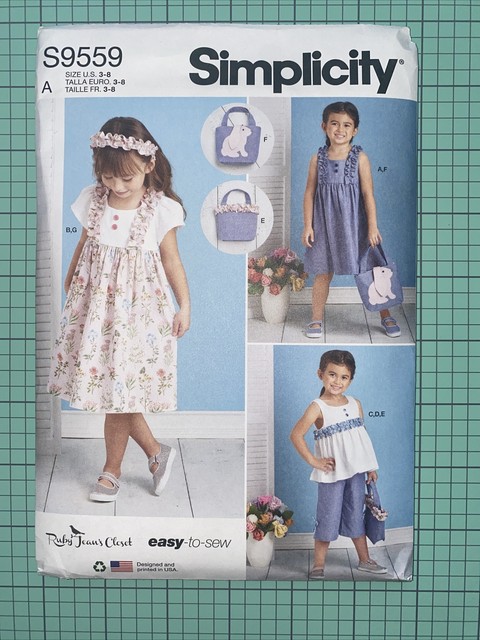 S9559 Simplicity 9559 Sewing Pattern Girls' Easter Dress Top Pants EASY ...