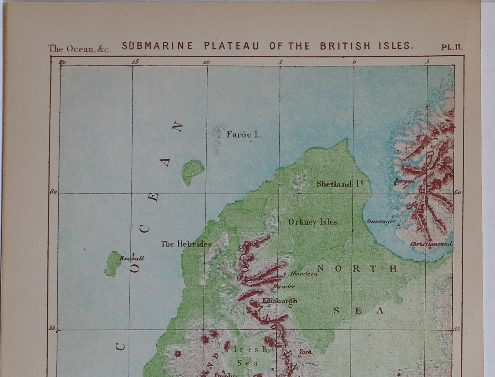 1873 MAP SUBMARINE PLATEAU OF THE BRITISH ISLES HEBRIDES SHETLAND ...