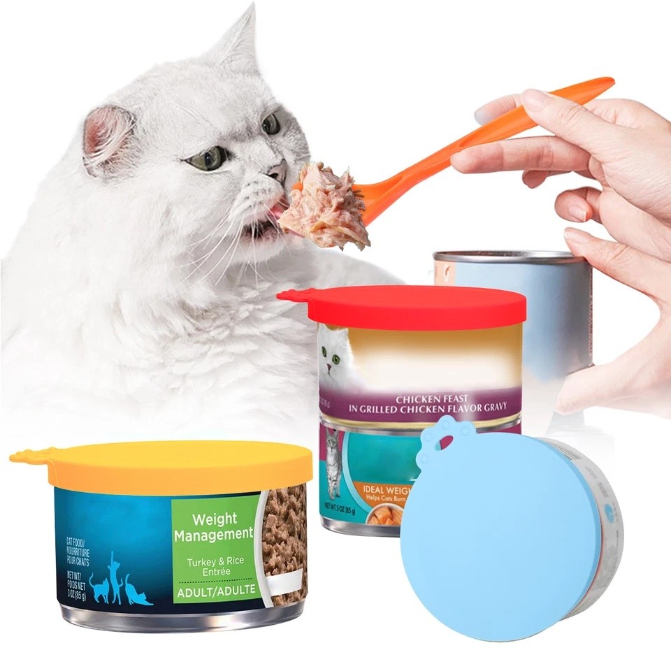 5x Pet Food Can Covers Universal Can Lids Safe Silicone Dog Cat Food ...