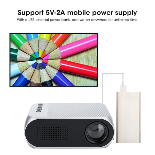 Mini Projector Silver Micro Portable 1080P LED For Theater 100-240V EOM ...