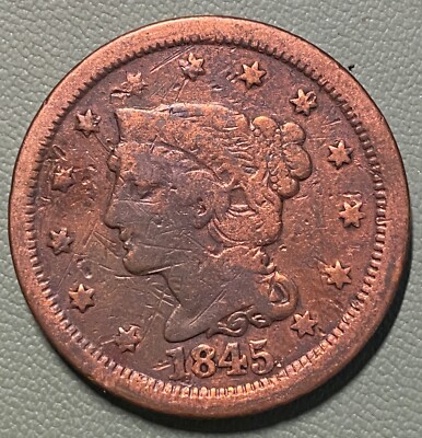 1845 Braided Hair Large Cent -Very Fine | eBay