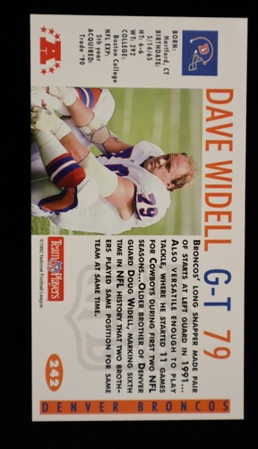 1992 Dave Widell RC Denver Broncos GameDay Card #242 | eBay